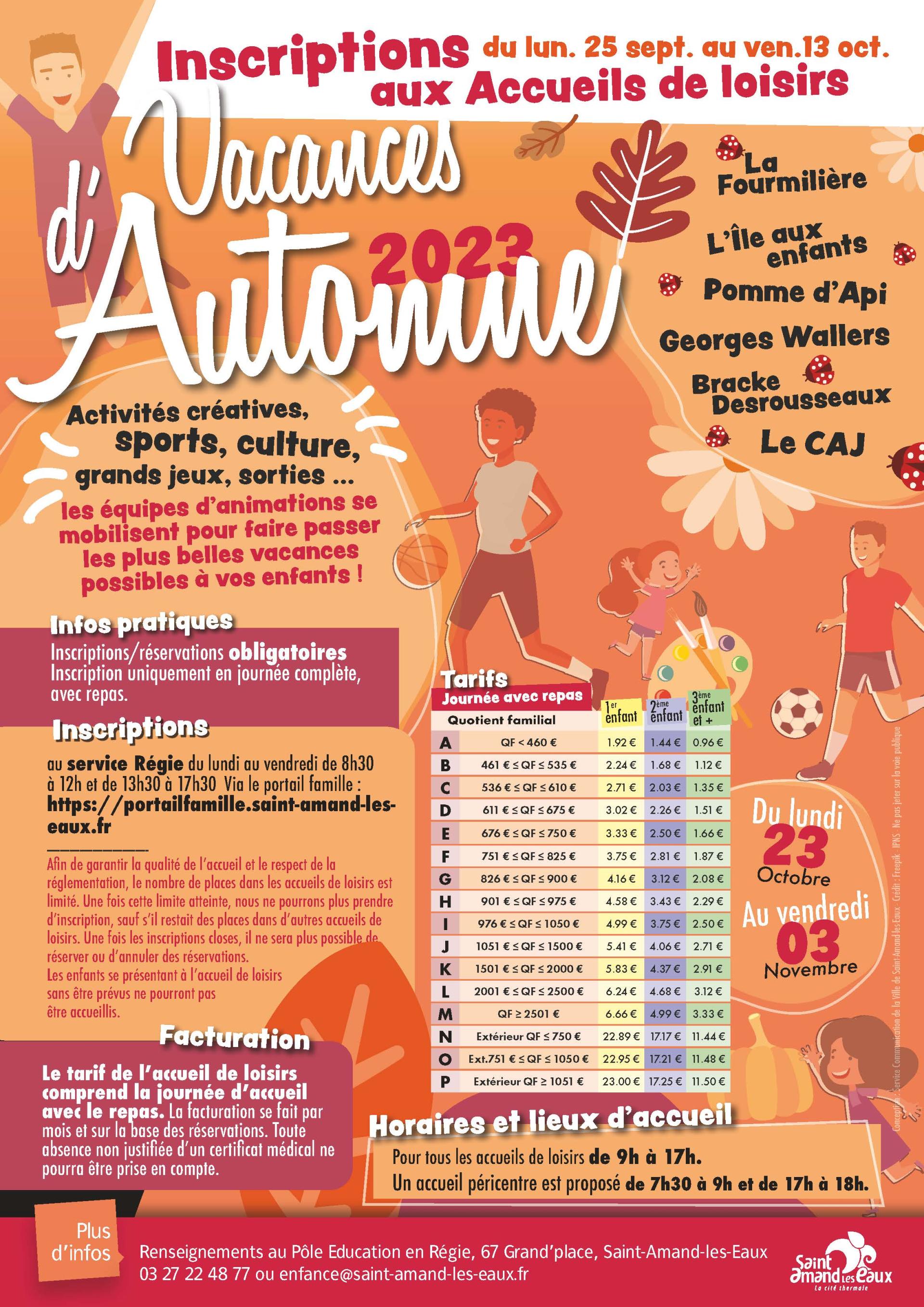 Inscriptions aux Accueils de Loisirs | Ville de Saint Amand Les Eaux